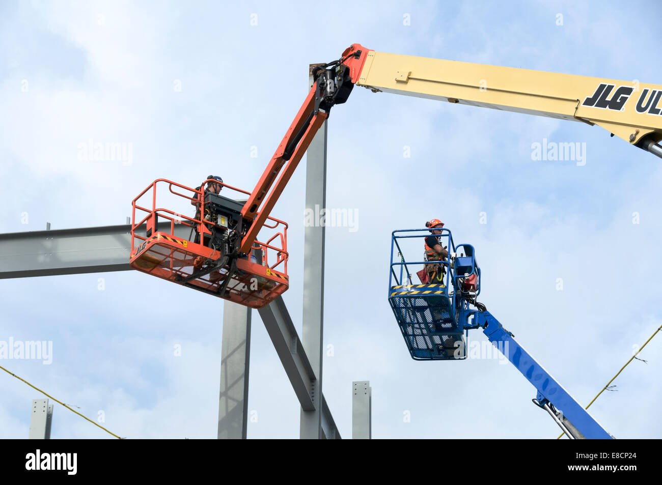 Access platforms working on the Etihad Stadium expansion works, Clayton ...