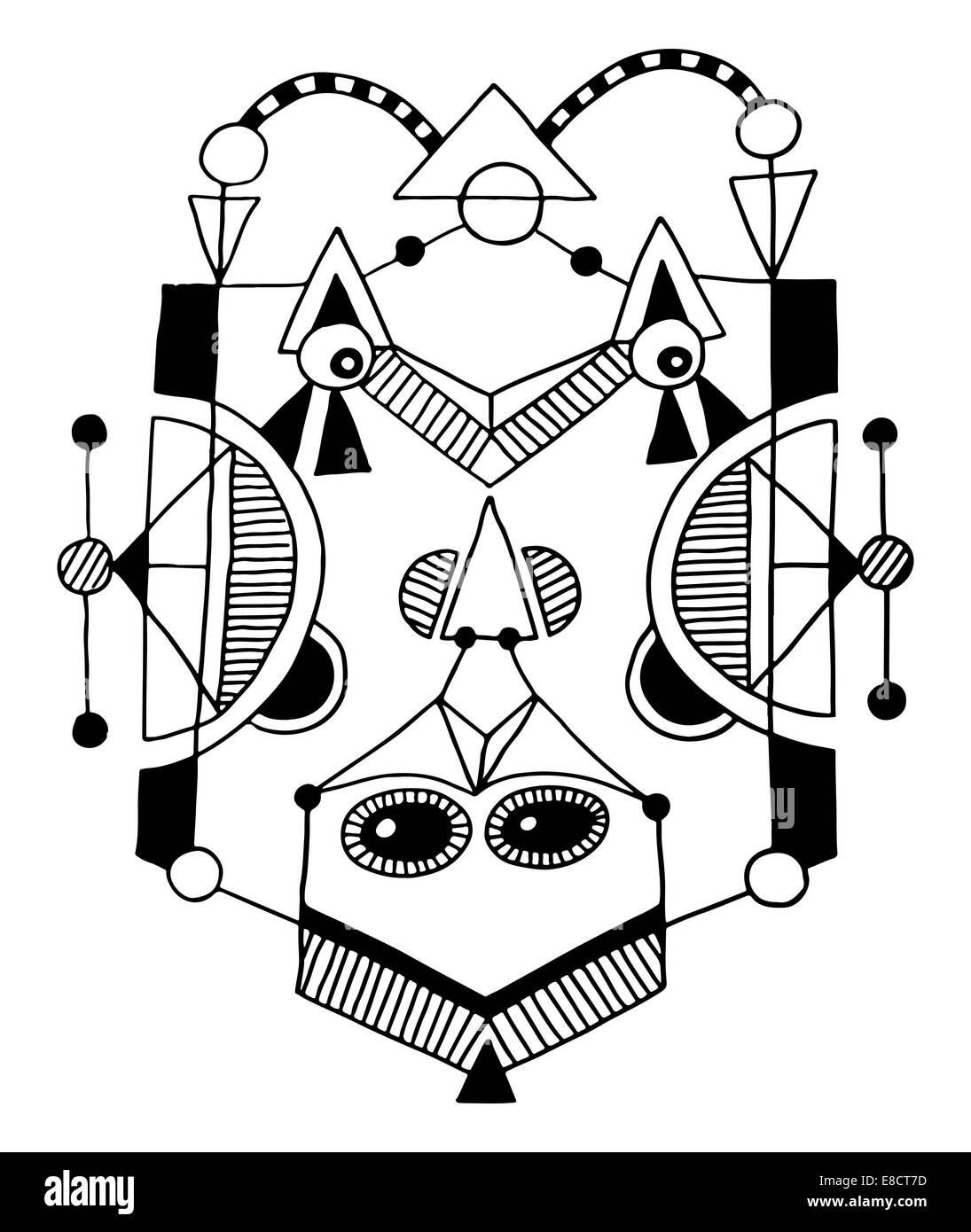 unusual hand draw illustration with a male face portrait in flat Stock ...