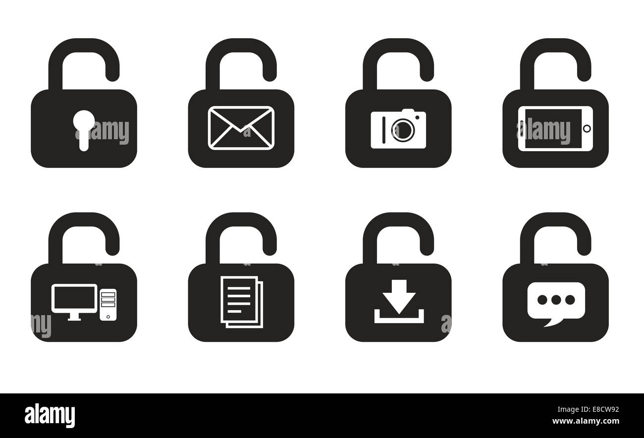 Computer data locks icons on white background. See also vector version ...