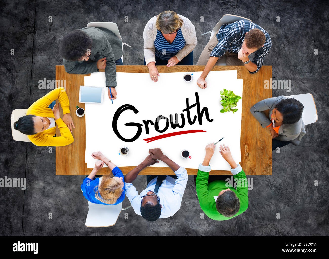 Aerial View with People and Text Growth Stock Photo - Alamy