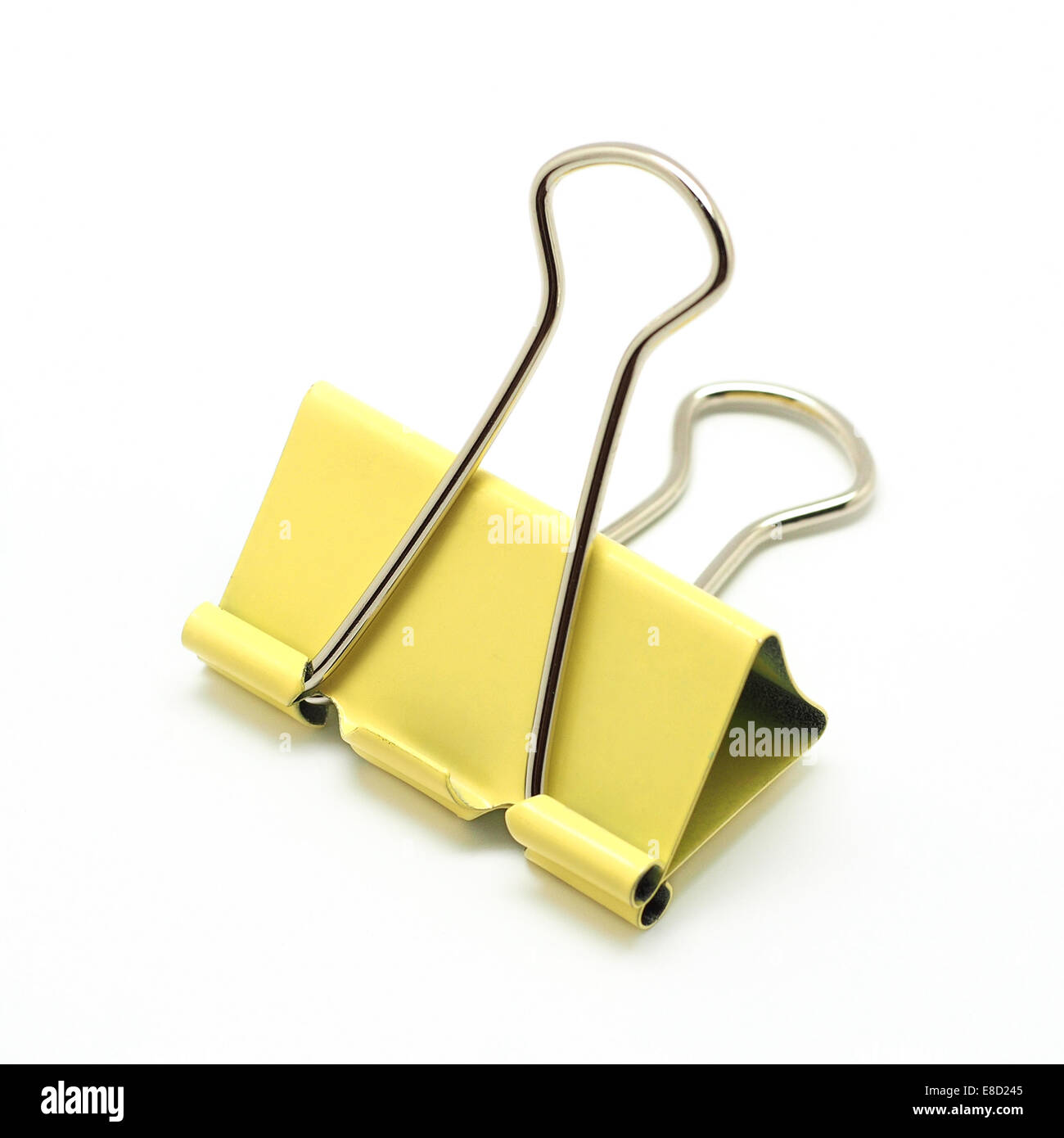 yellow binder clip isolated on white background Stock Photo - Alamy