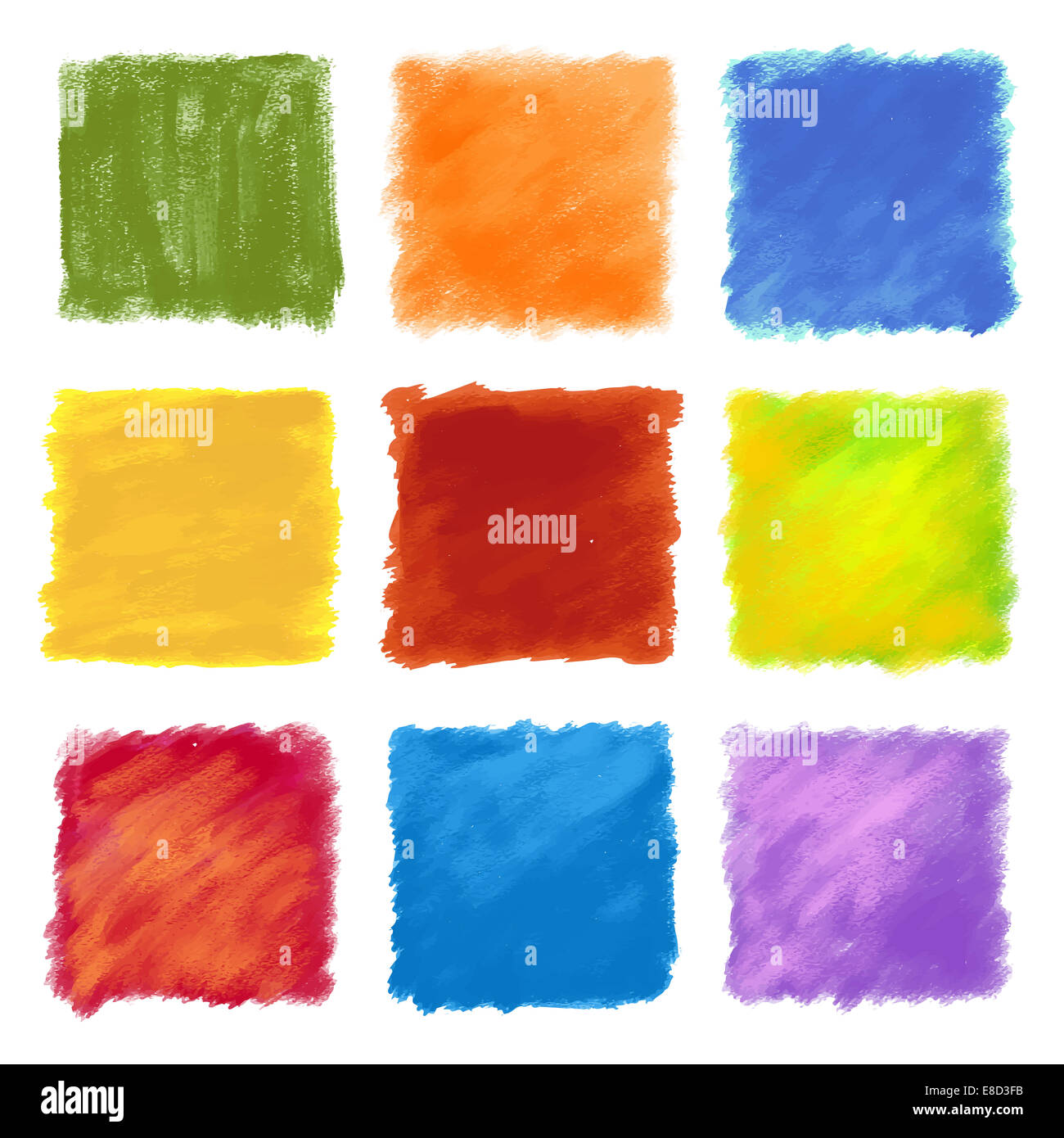 A set of multicolor patterned painting strokes, in square. Made with ...
