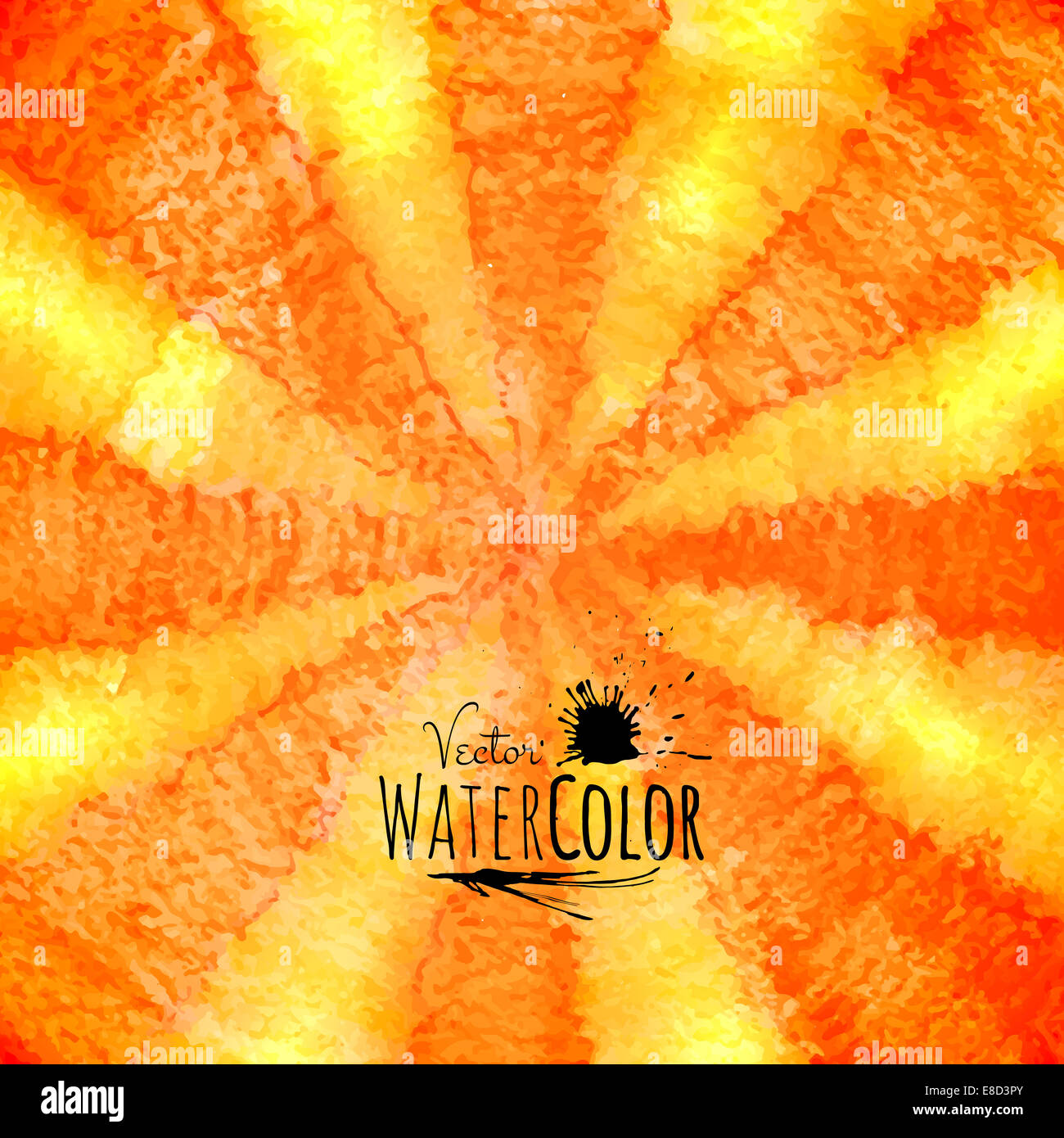 Watercolor striped radiant pattern, yellow orange and red colors Stock ...
