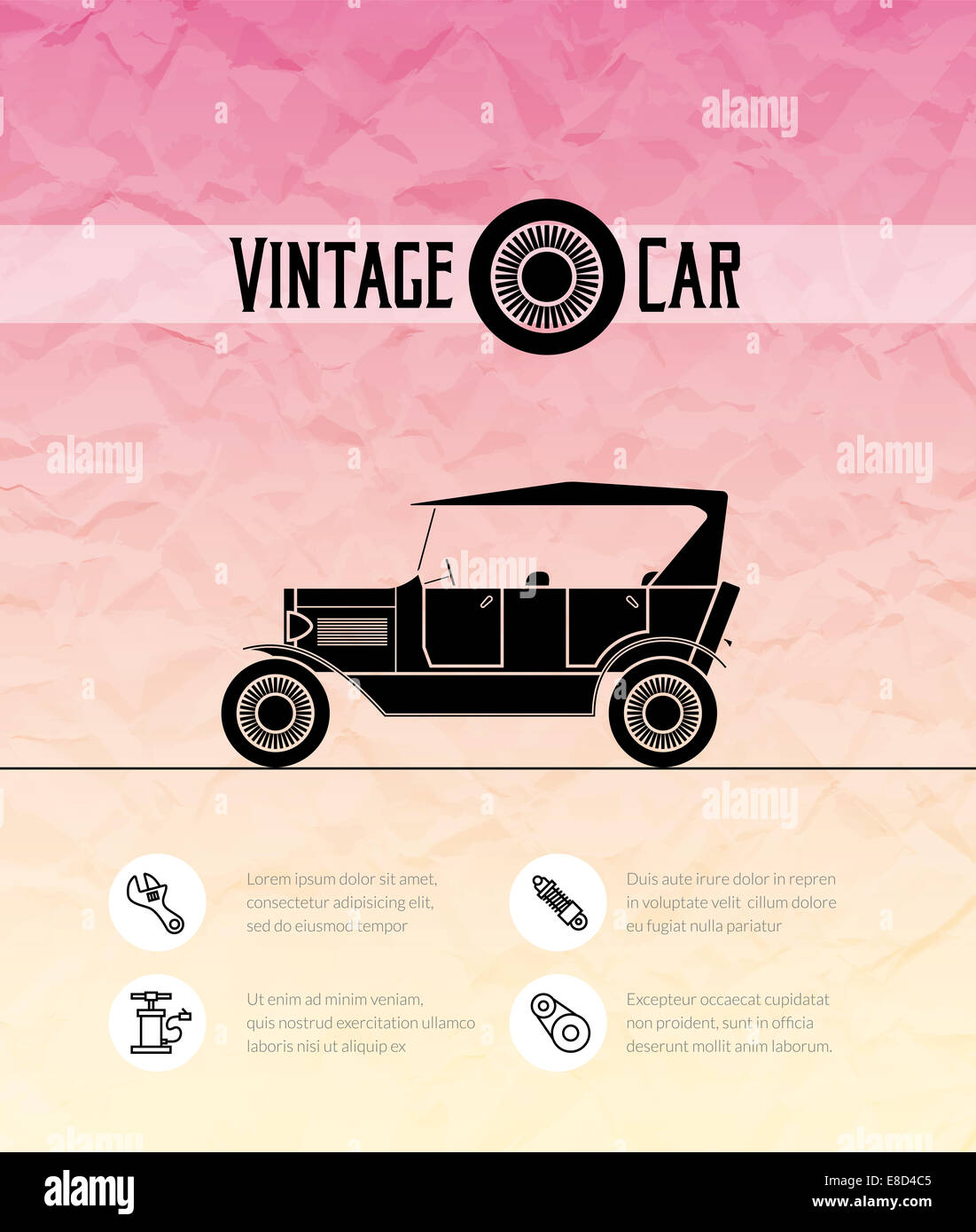 Retro cabriolet car, vintage outline style Stock Photo - Alamy