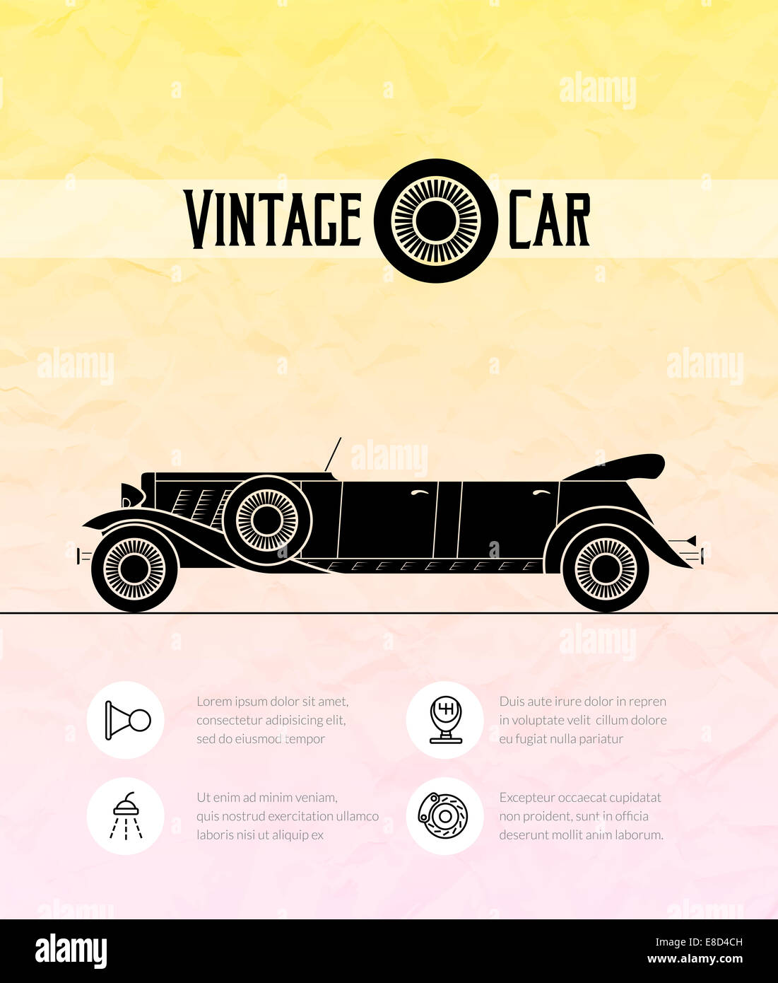 Retro limousine cabriolet car, vintage outline style Stock Photo - Alamy