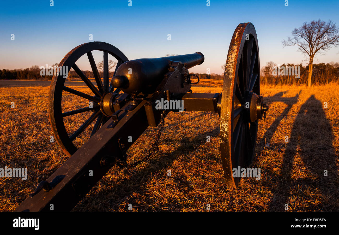 Cannon at sunset, Manassas National Battlefield Park, Virginia Stock ...