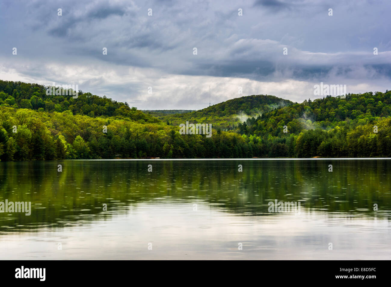 Clearing storm clouds over Long Pine Run Reservoir, in Michaux State ...