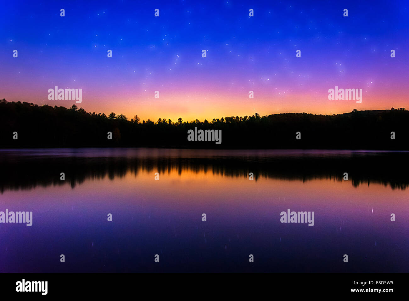 Stars reflecting in Carbaugh Reservoir, in Michaux State Forest ...