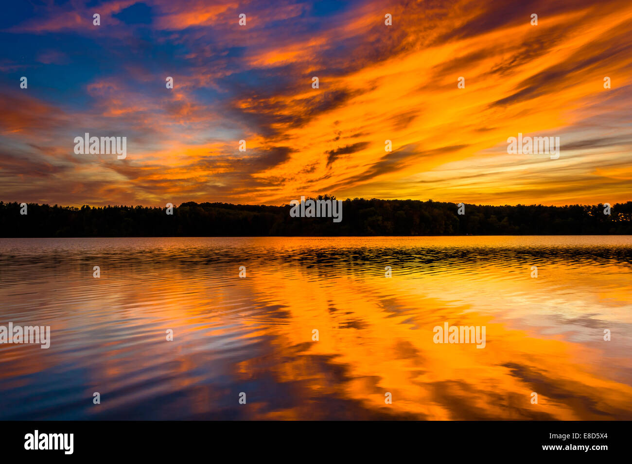 Sunset reflecting in Long Arm Reservoir, Pennsylvania Stock Photo - Alamy