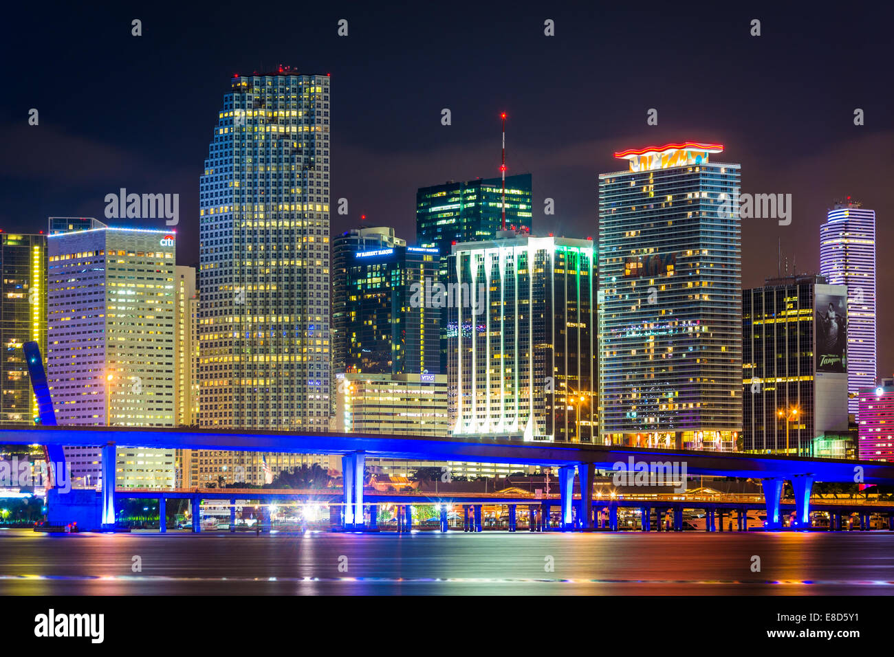 Miami Skyline At Night Hd