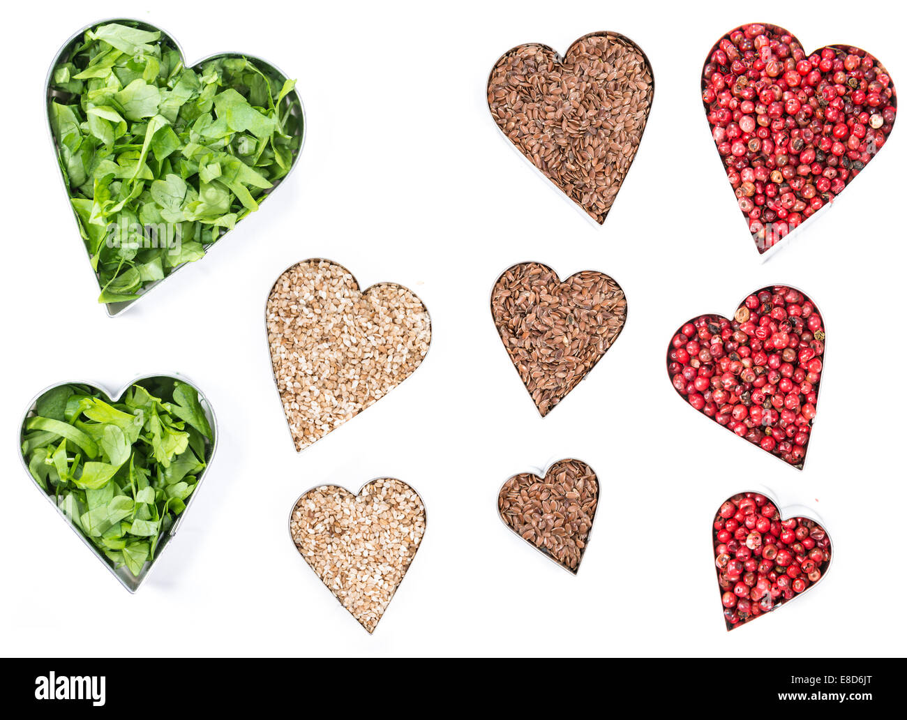 Heart Shapes with Herbs and Spices isolated on pure white background ...