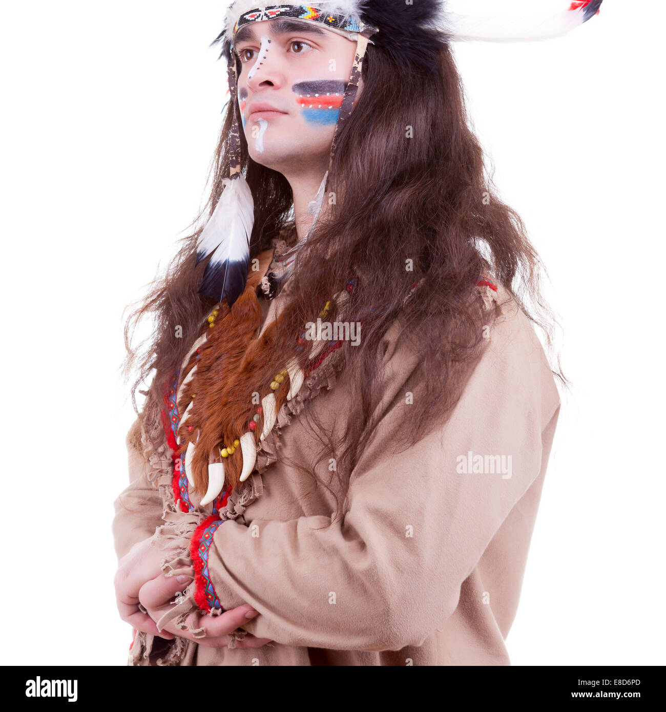 Native america men isolated on white background. Studio shooting Stock ...