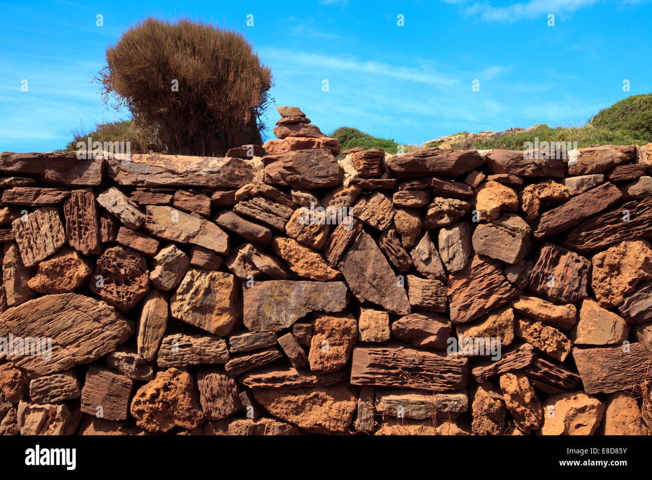 A dry stone wall, Menorca, Balearic Islands, Spain Stock Photo - Alamy