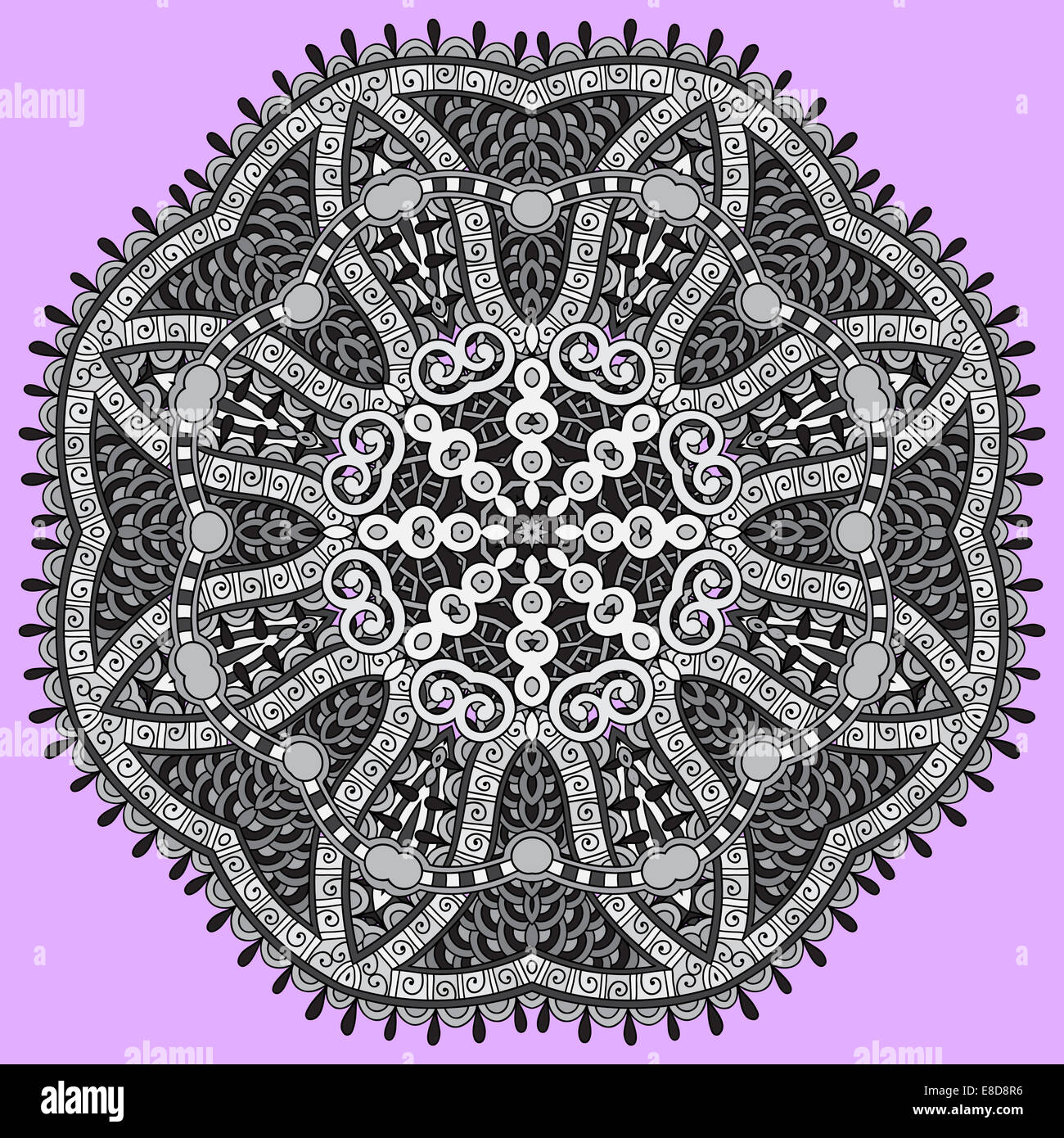 grey circular decorative geometric pattern for yoga fashion desi Stock ...