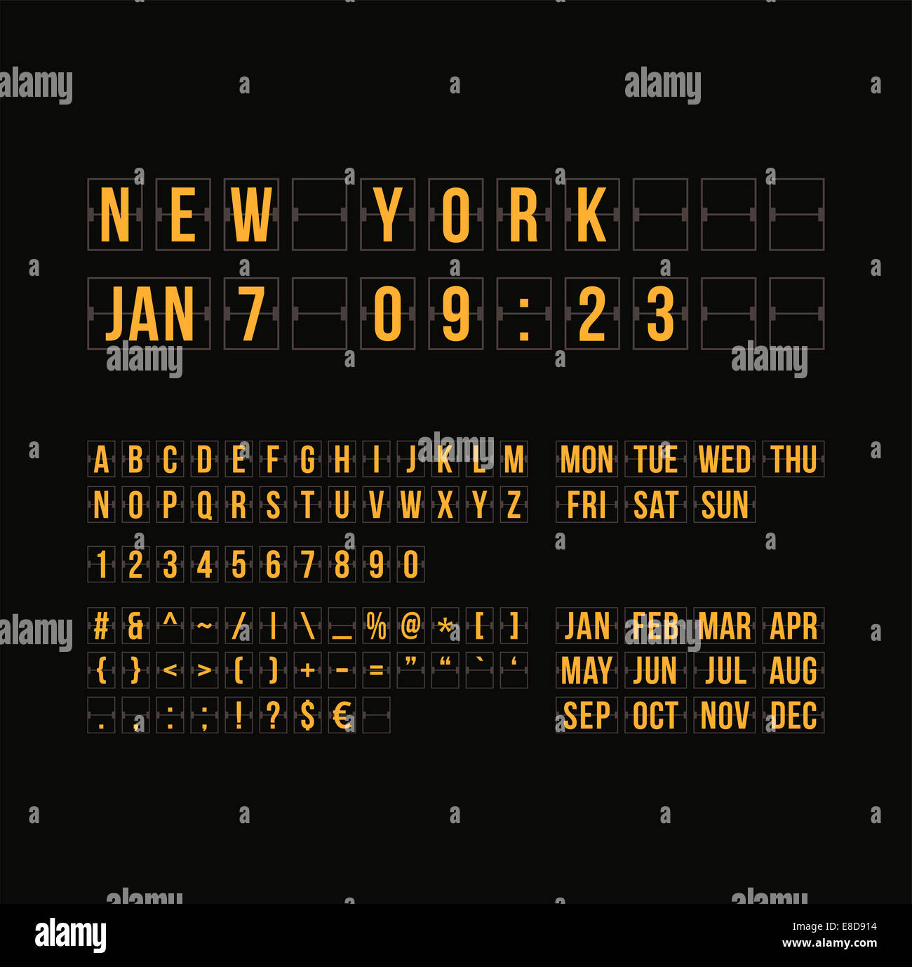 Outline countdown timer and date, flat calendar scoreboard Stock Photo ...