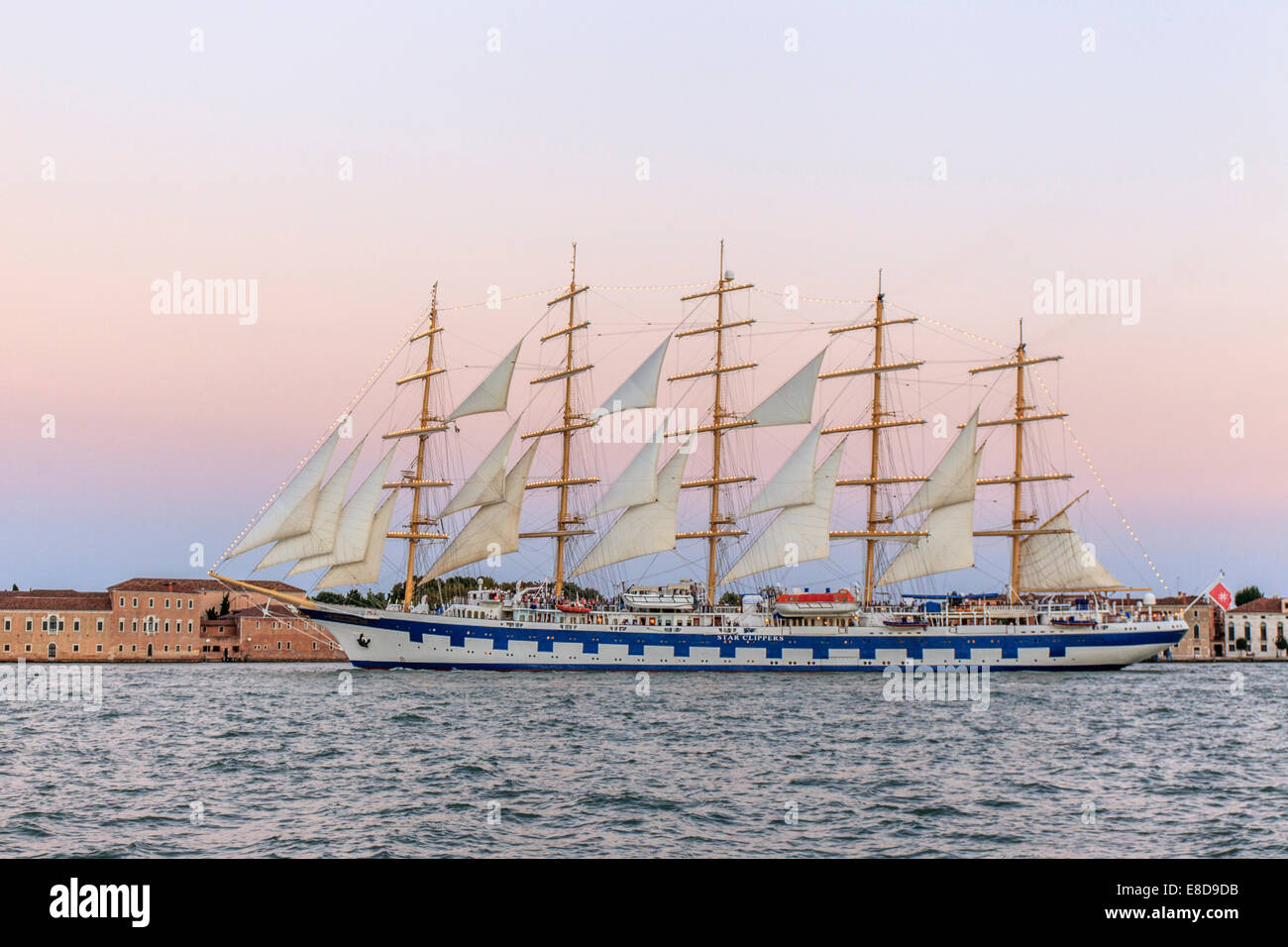 Royal Clipper, a five-masted tall ship sailing on the Canale della ...