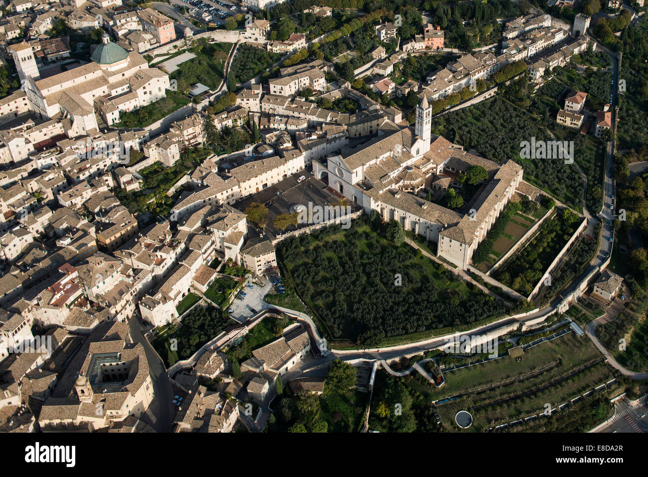 Piazza Santa Chiara, historic centre, Assisi, Umbria, Italy Stock Photo ...