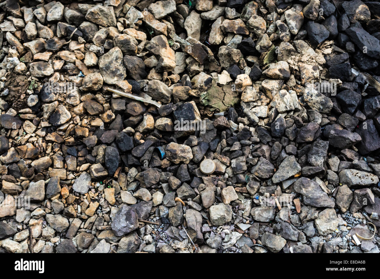 Stone on railroad track Stock Photo - Alamy