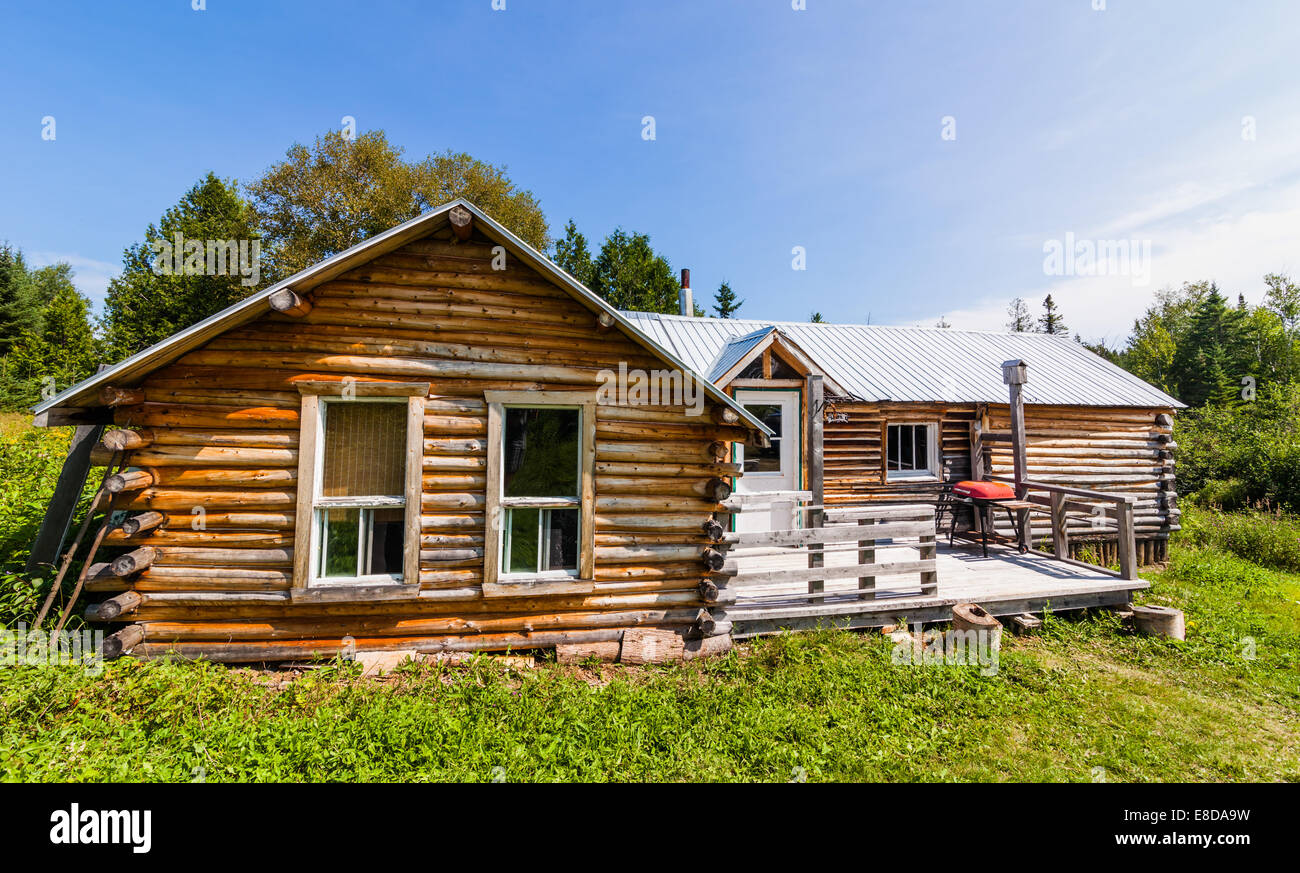 Log Wood Shack in a Canadian Forest Stock Photo - Alamy