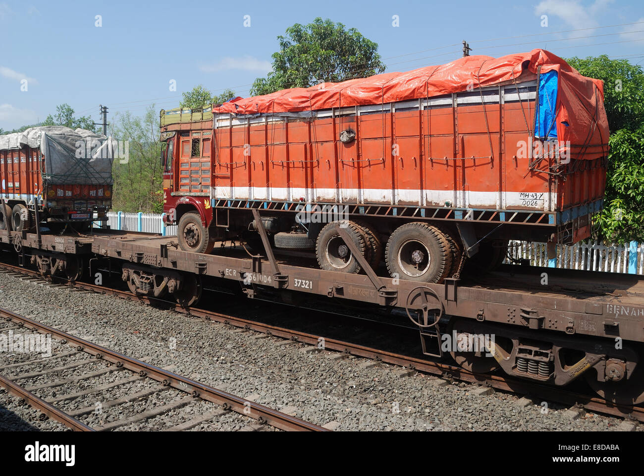 truck transporting ; indian railway india Stock Photo - Alamy