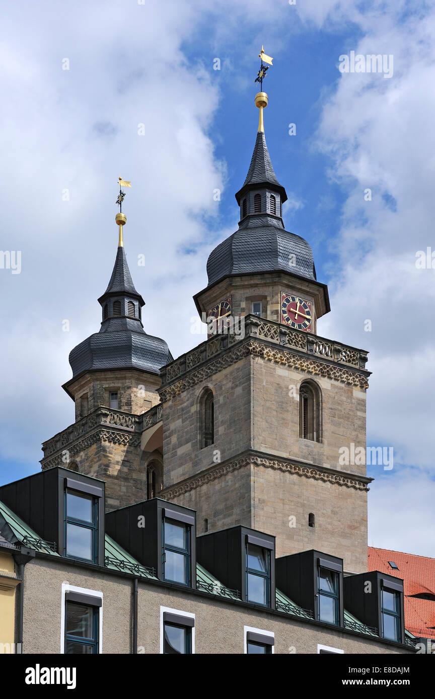 Double church towers hi-res stock photography and images - Alamy