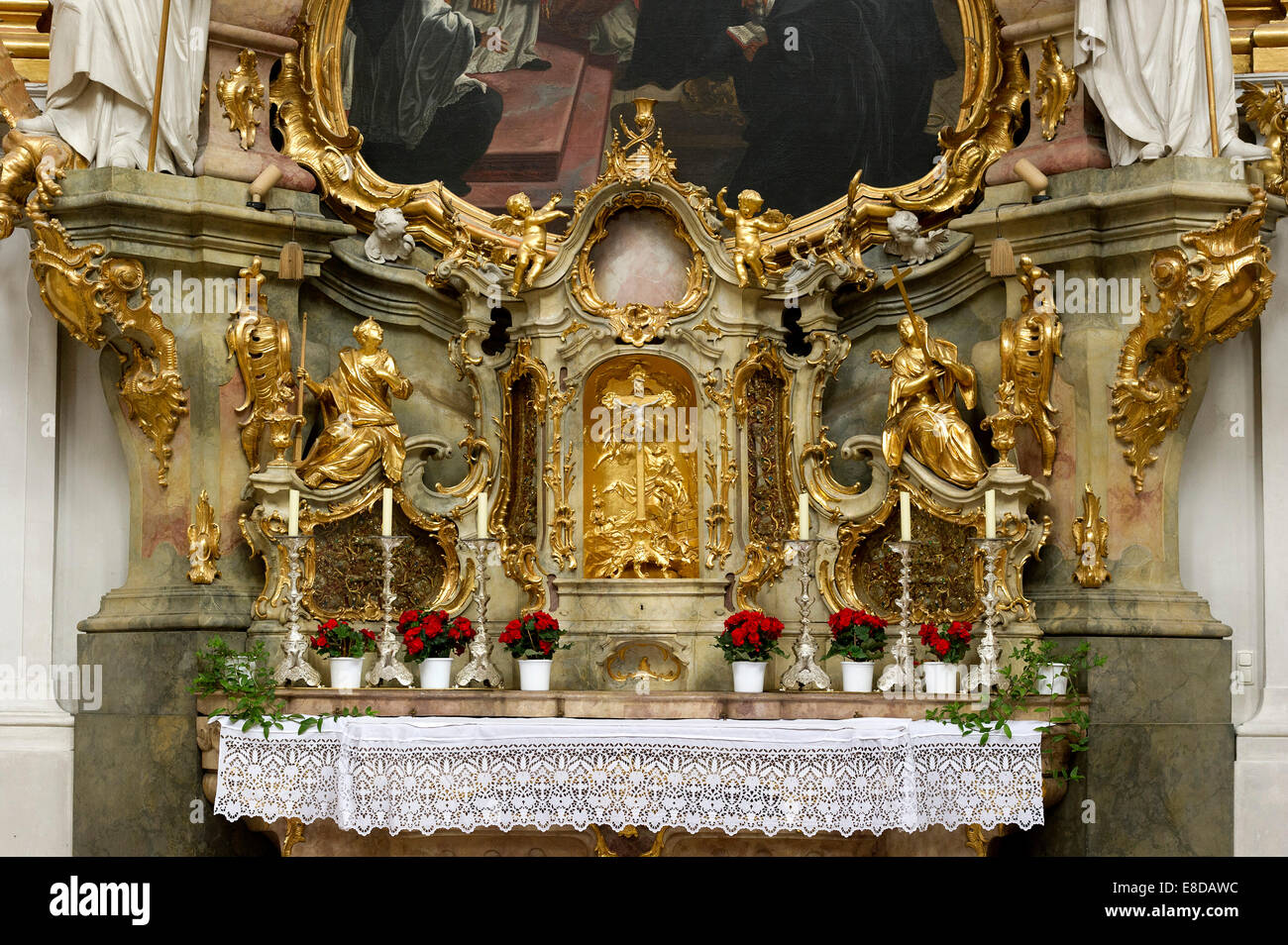 Side altar in the nave, baroque Church of the Assumption of St. Mary ...
