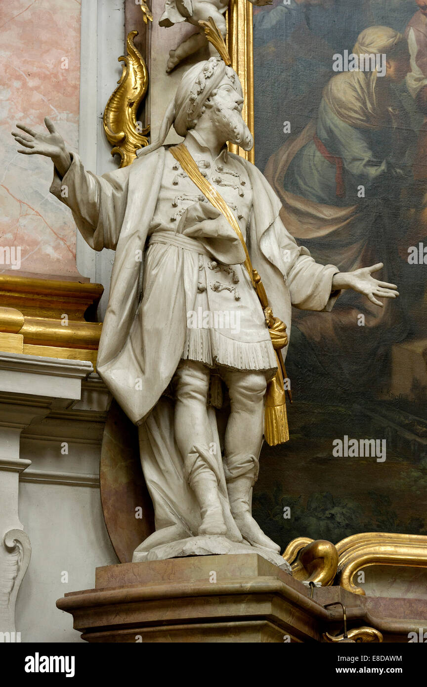 Figure of Abraham, baroque Church of the Assumption of St. Mary, Ettal ...