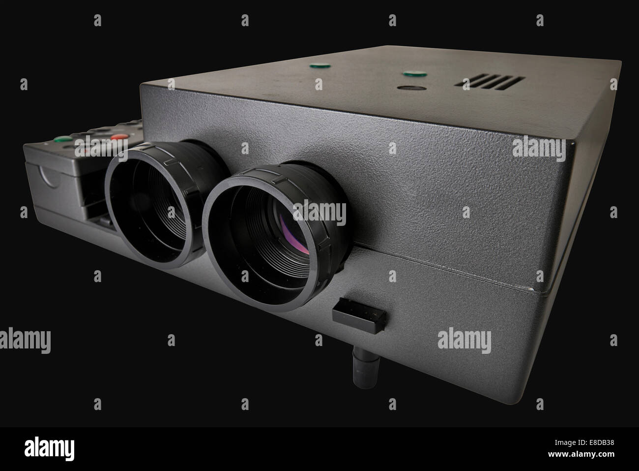 Projector multimedia with two lenses over black with clipping path ...