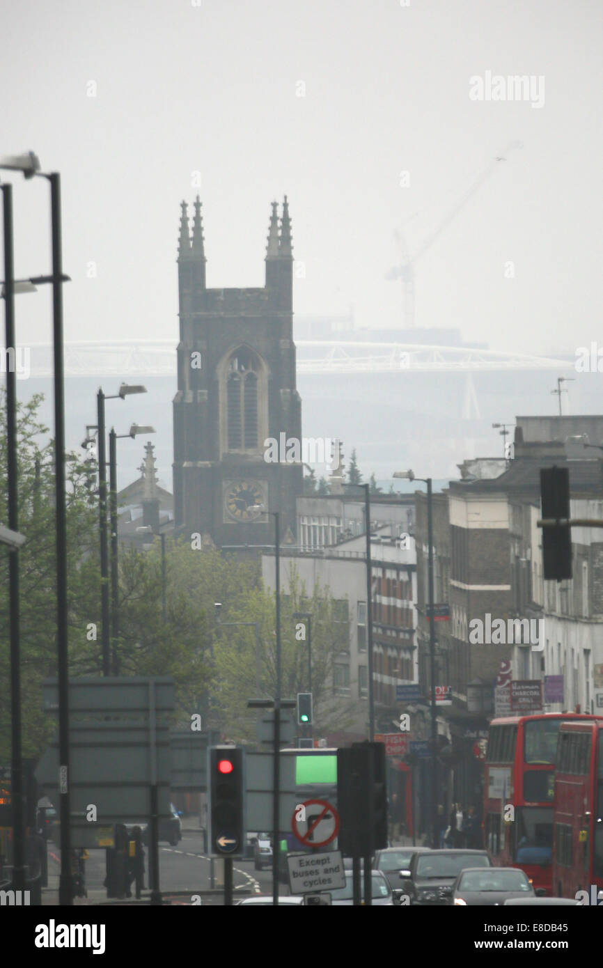 The Emirates Stadium, home to Arsenal F.C. viewed from Highgate Hill is ...