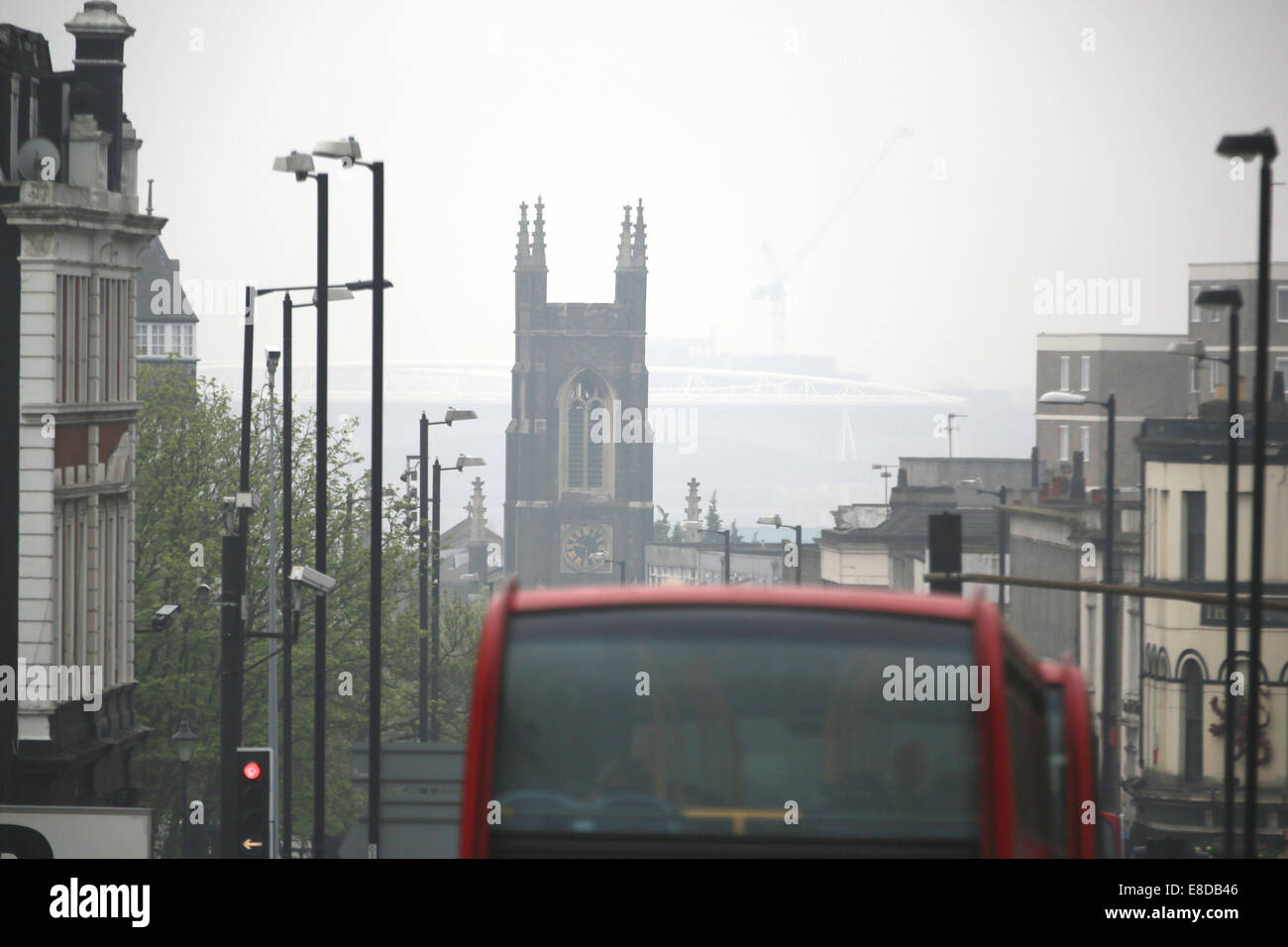 The Emirates Stadium, home to Arsenal F.C. viewed from Highgate Hill is ...