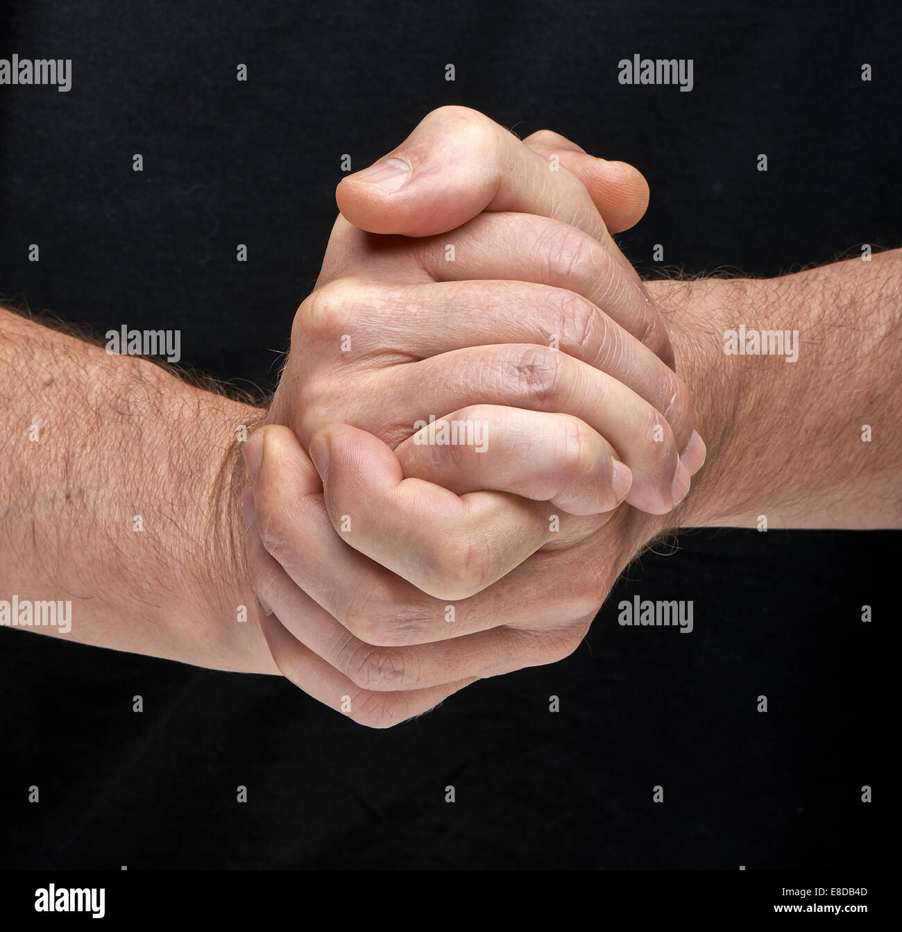 Two hands togheter meaning that all are done Stock Photo - Alamy