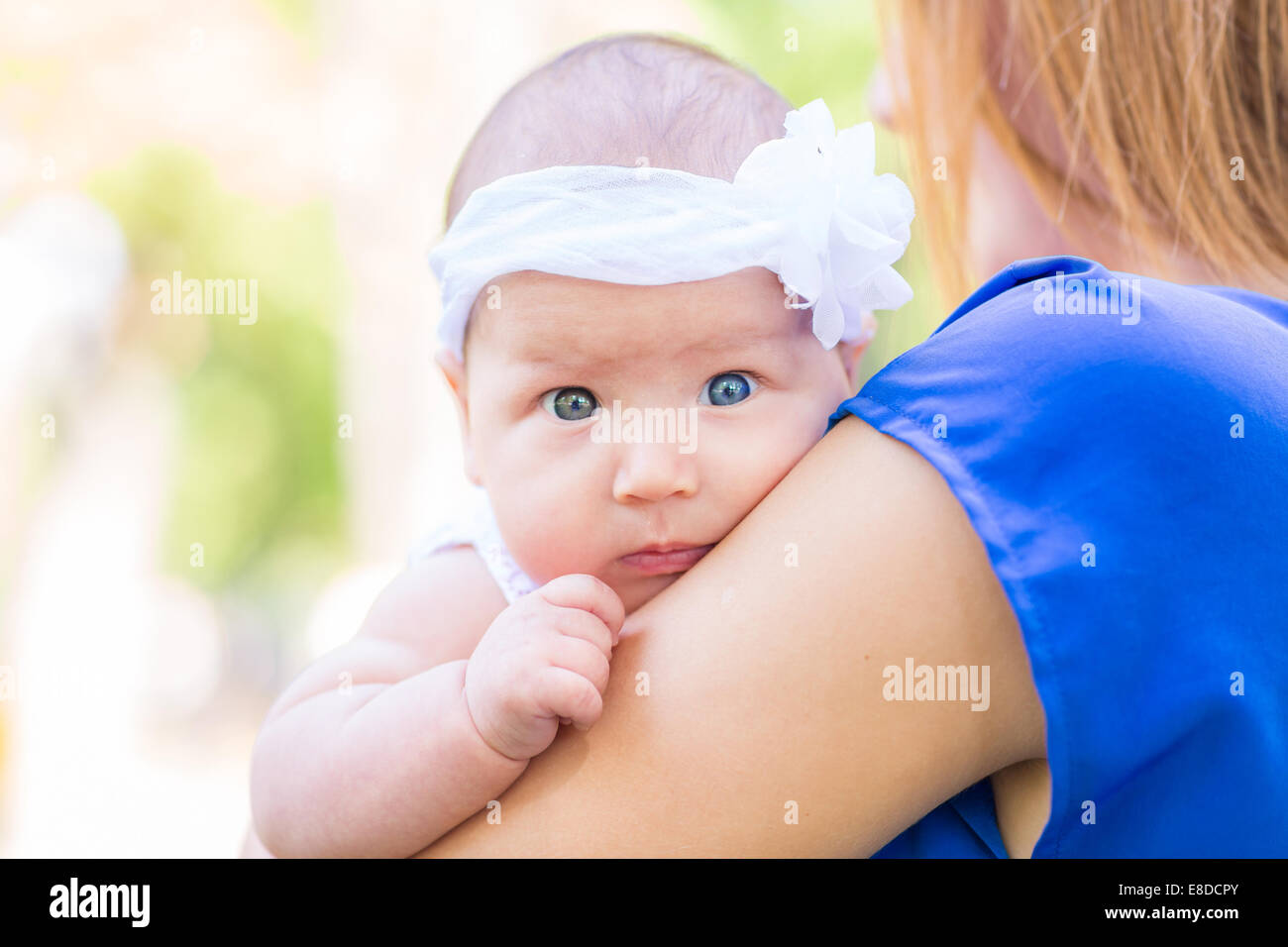 Beautiful Mother And Baby outdoors. Nature. Beauty Mum and her Child ...
