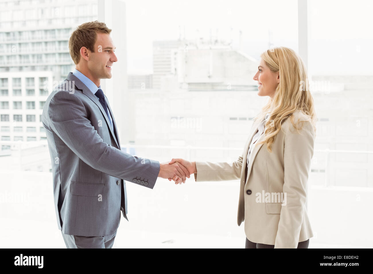 Executives shaking hands in office Stock Photo - Alamy