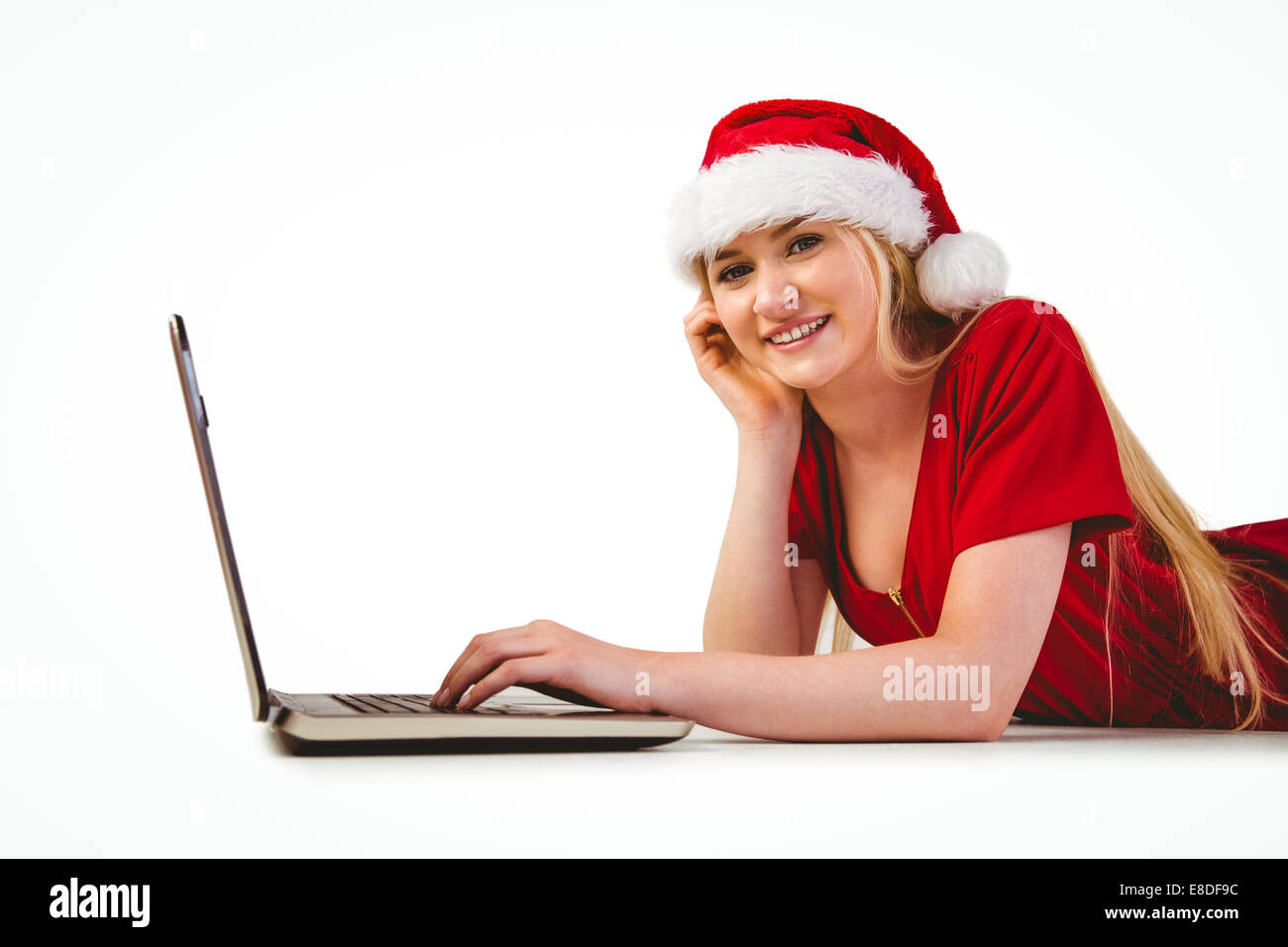 Using laptop beautiful blonde Cut Out Stock Images & Pictures - Alamy