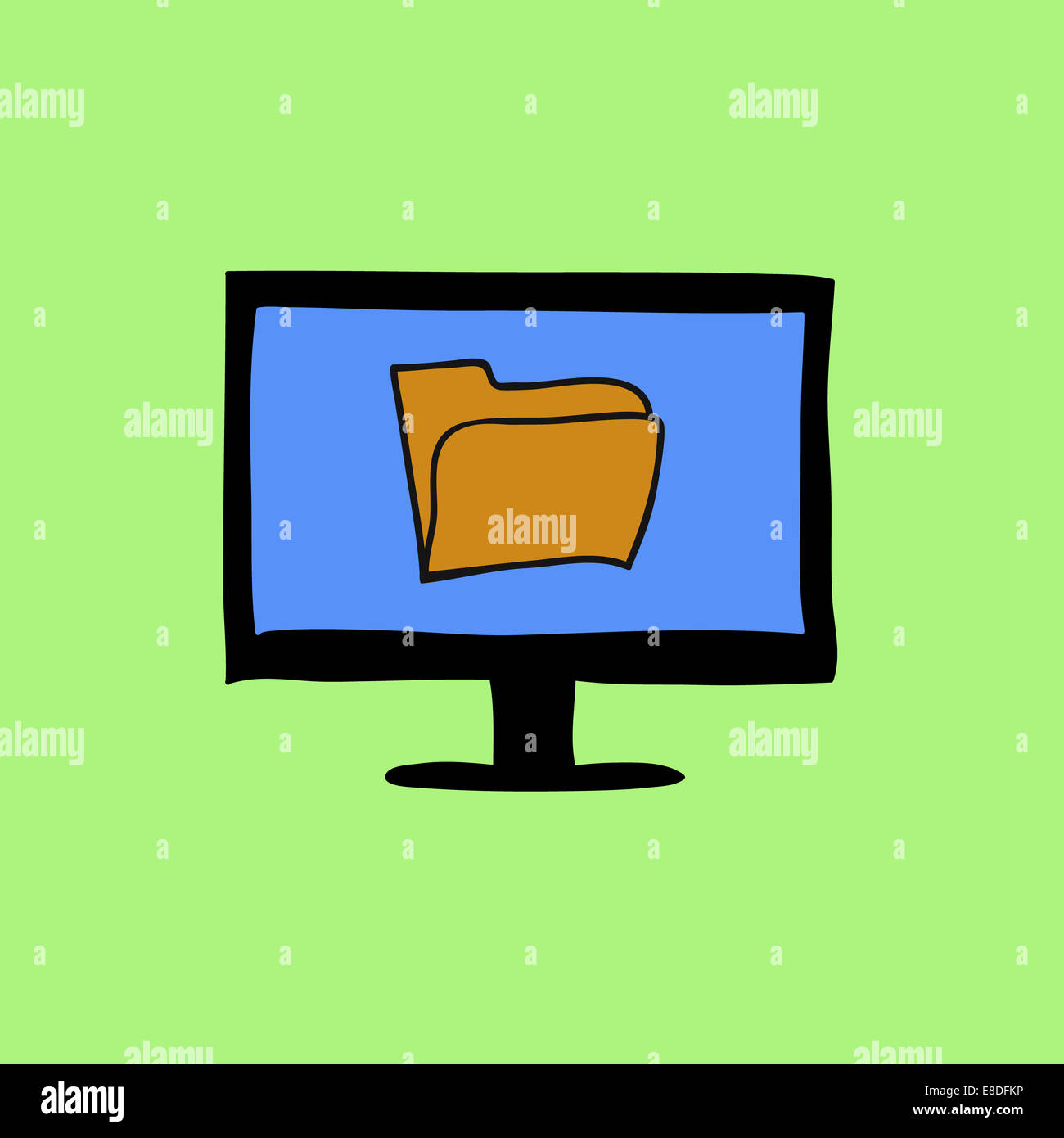 Doodle style computer with folder Stock Photo - Alamy