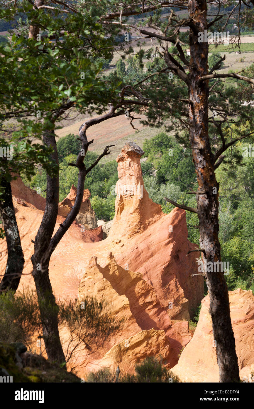 Hoodoo on the site of the Colorado of Rustrel (Provence - France): remains of ochre quarries ...
