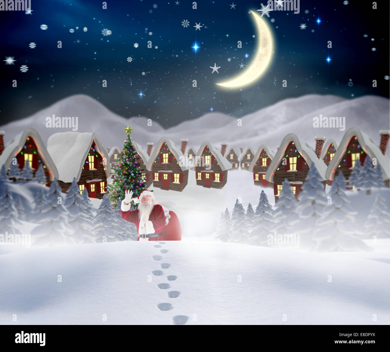 Santa night snow storm village hi-res stock photography and images - Alamy
