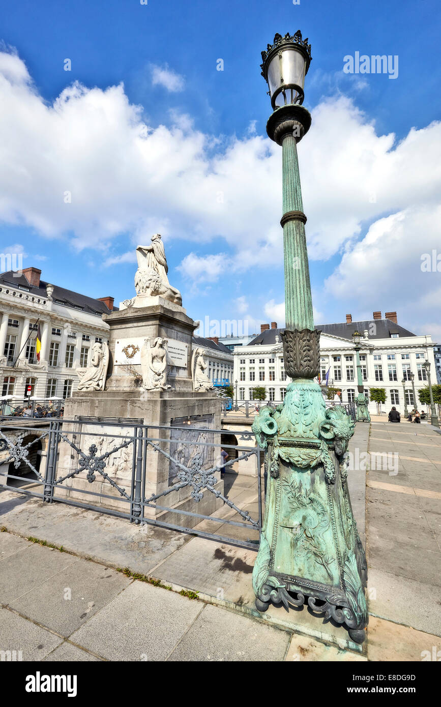 The memorial statue on the martyr's square in Brussels,Belgium the 20 ...