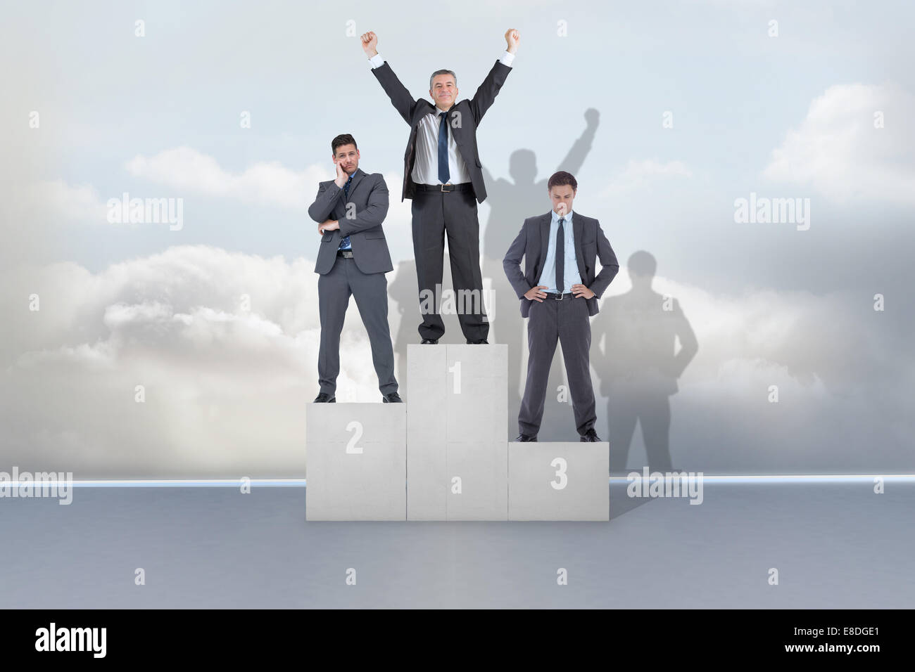 Composite image of business people on podium Stock Photo - Alamy