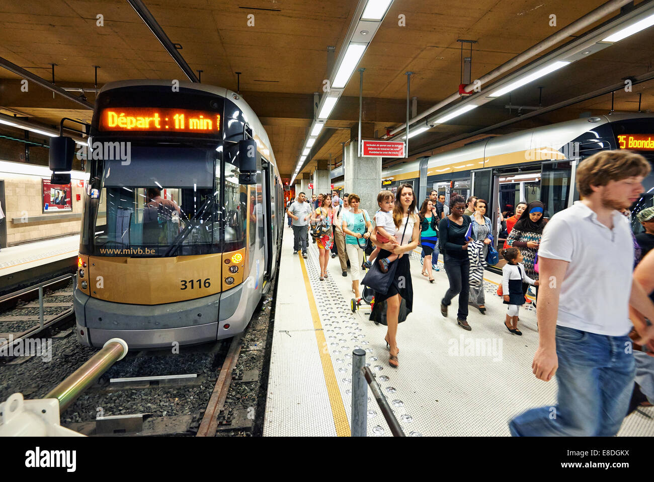Illustration picture shows a crowded of people walking in metro Rogier ...