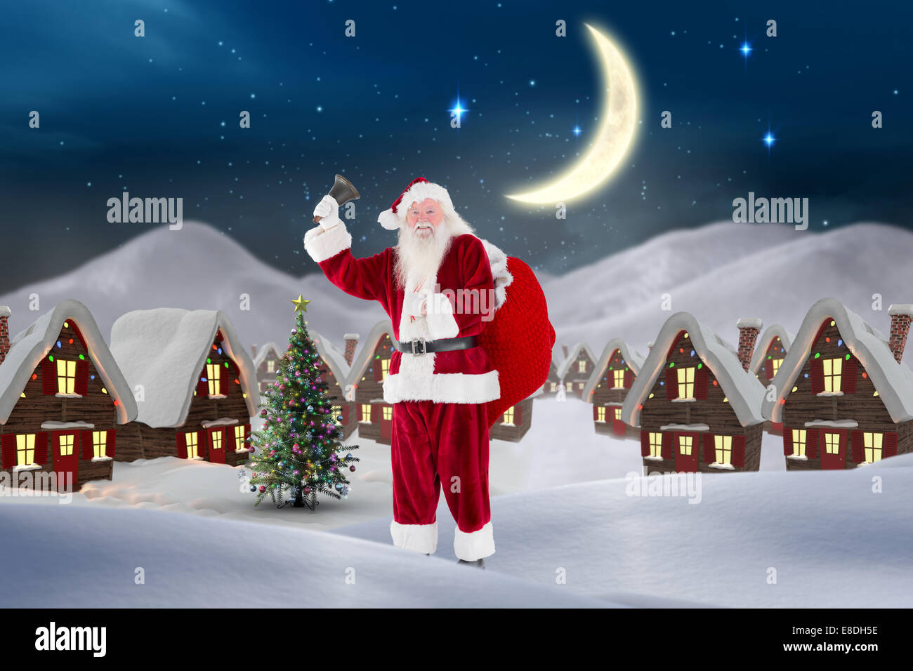 Composite image of santa claus ringing bell Stock Photo - Alamy