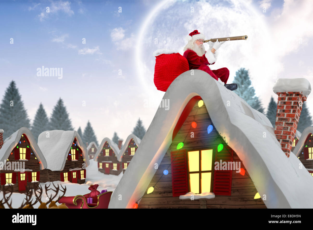 Santa Claus On The Roof Stock Photos & Santa Claus On The Roof Stock ...