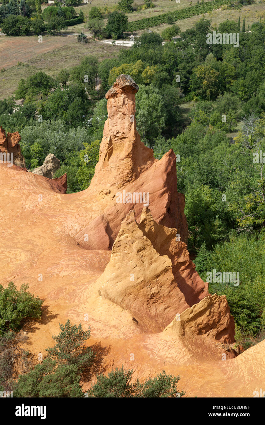 Hoodoo on the site of the Colorado of Rustrel (Provence - France): remains of ochre quarries ...