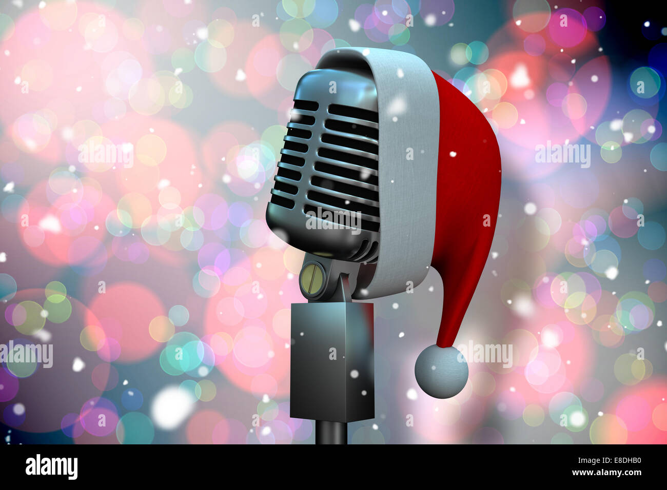 Composite image of microphone with santa hat Stock Photo - Alamy
