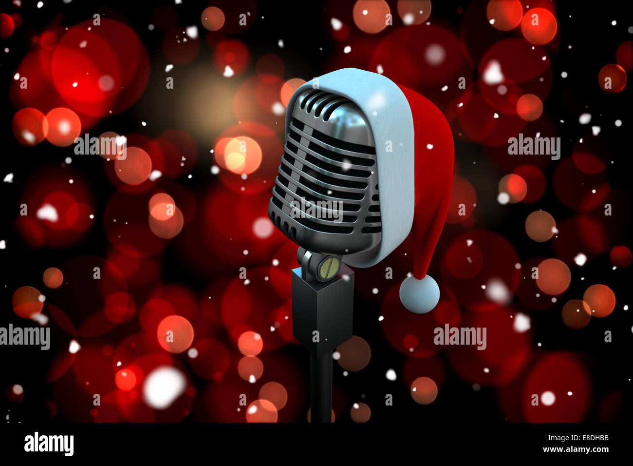 Composite image of microphone with santa hat Stock Photo - Alamy
