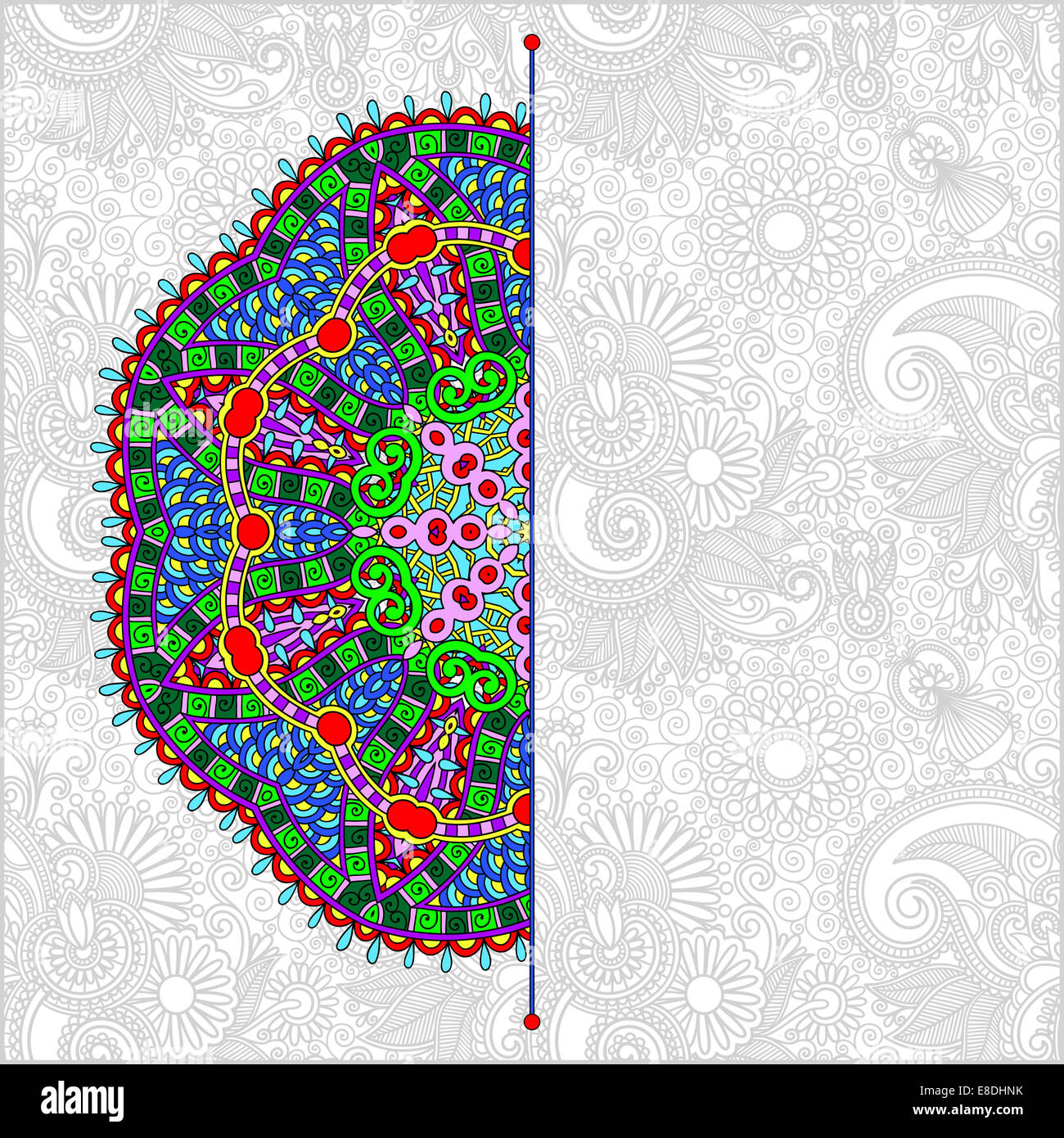 ornamental circle template with floral background Stock Photo - Alamy