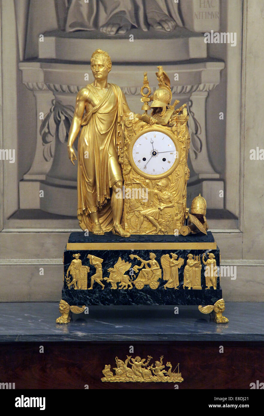 Golden clock in The Royal Palace in Amsterdam.Interiors.Koninklijk ...