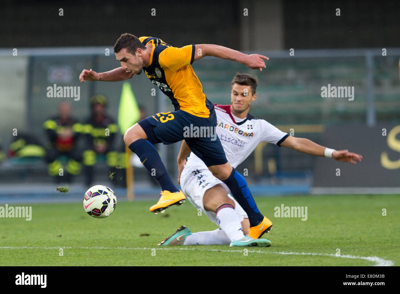 Verona, Italy. 4th Oct, 2014. Artur Ionita (Hellas), Lorenzo Crisetig ...