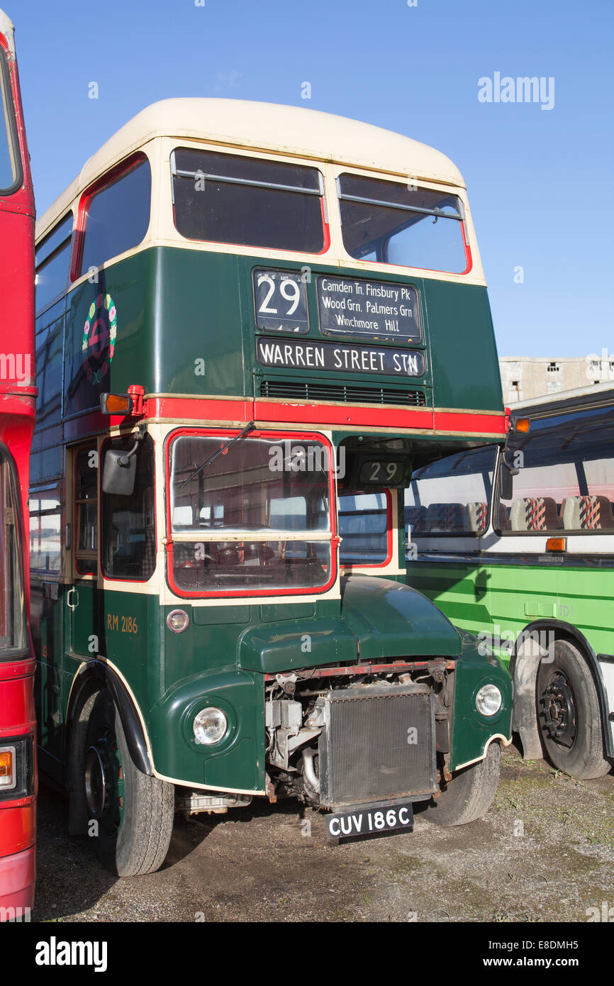 Old Green London bus Stock Photo - Alamy