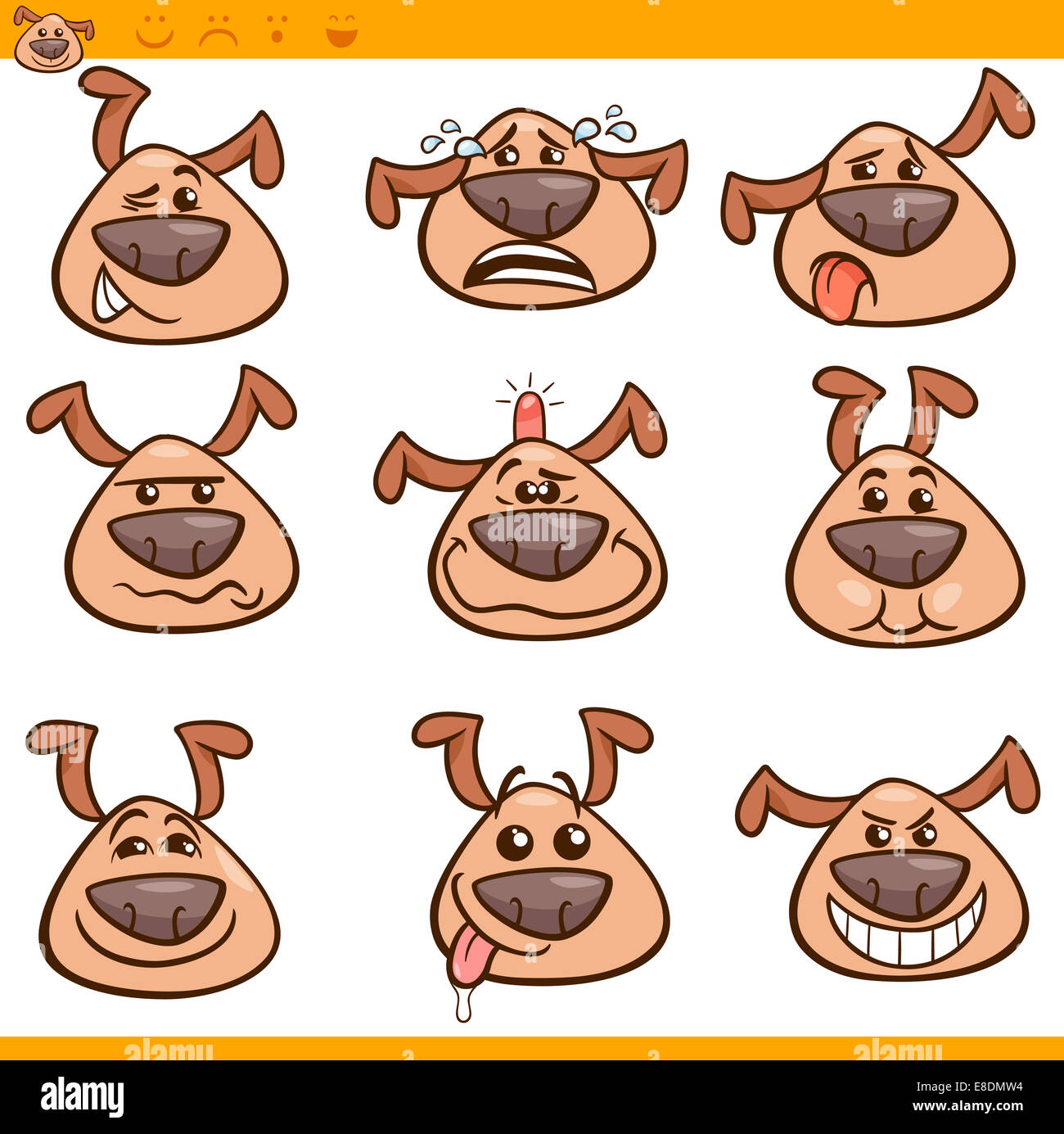 Cartoon Illustration of Funny Dogs Expressing Emotions or Emoticons Set ...